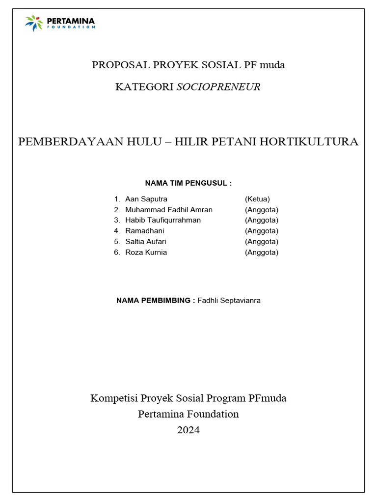 Proposal Kategori Sociopreneur - PFmuda2024 Aan & Kawan-Kawan | PDF | Kesehatan Holistik