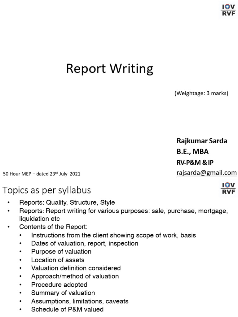 Report Writing_UPDATED_Jul2021 | Download Free PDF | Real Estate ...