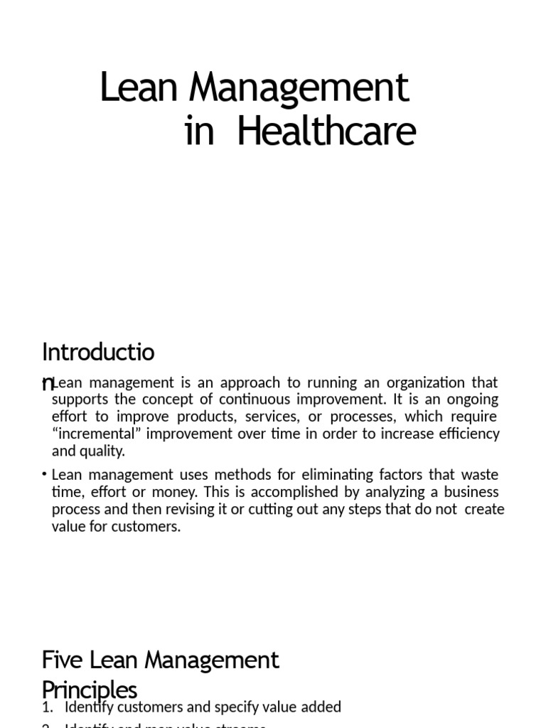 Lean Management Principles in Healthcare | PDF | Lean Manufacturing ...