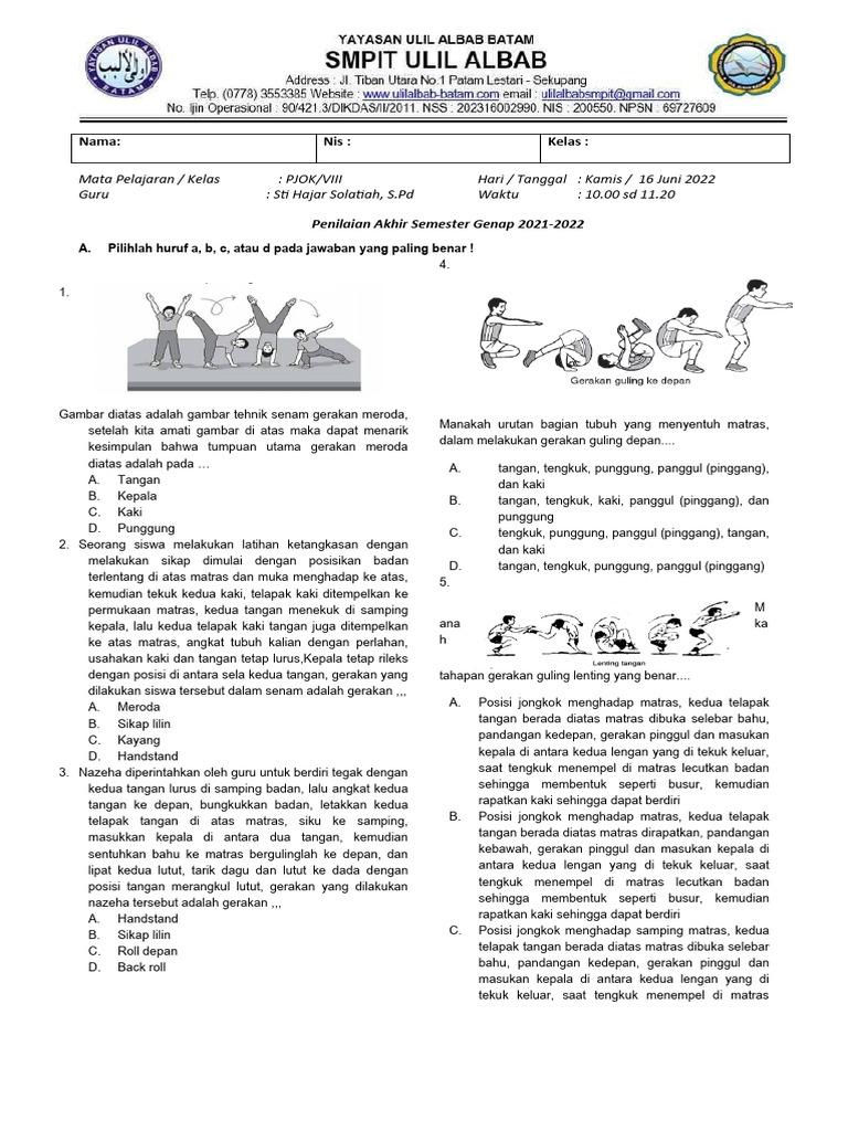 Soal Pas Genap Pjok Kls 8 | PDF