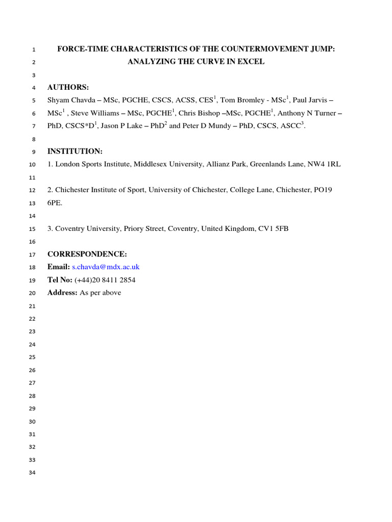 CMJ en Excel | PDF | Force | Acceleration