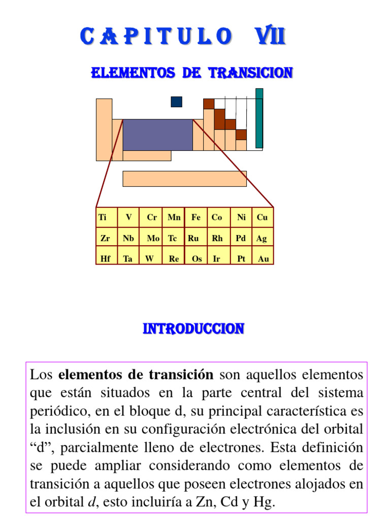 Elementos de Transición: Propiedades y Estados | PDF | Metales de ...