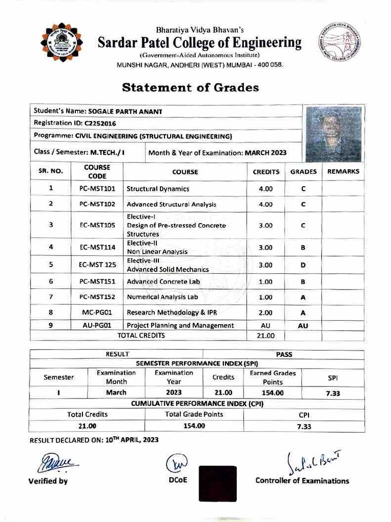 Semester Marksheets | PDF