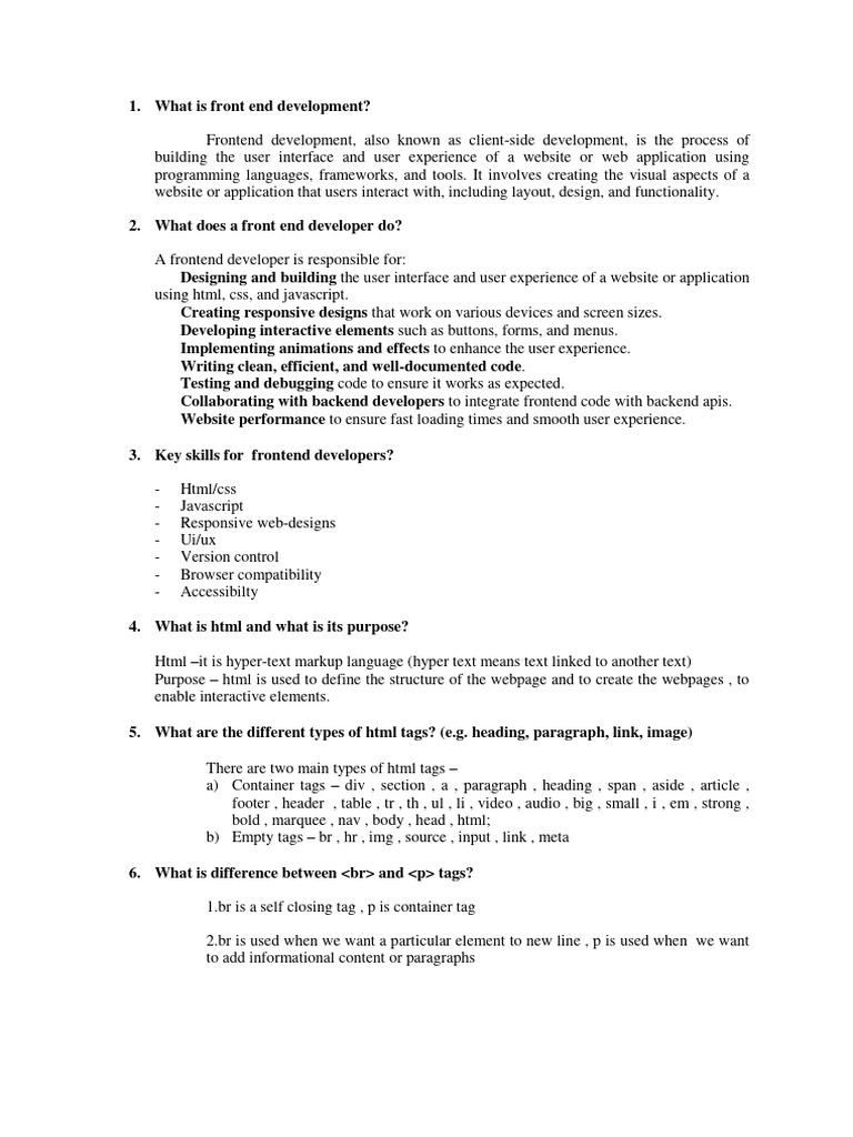 HTML interview questionnaire | PDF | Html Element | Html