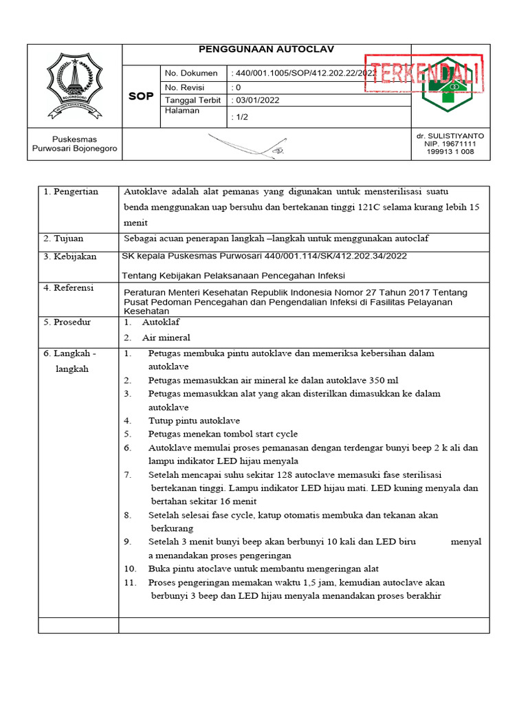 Sop Autoclaf | PDF
