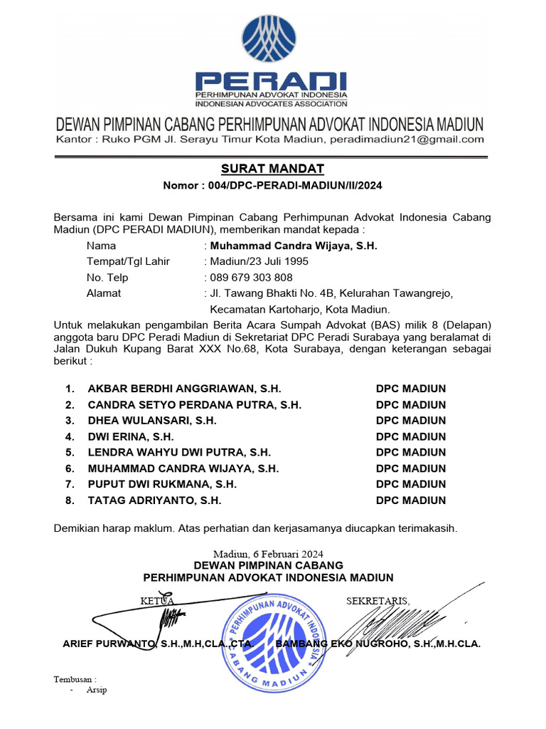 Surat Mandat | PDF