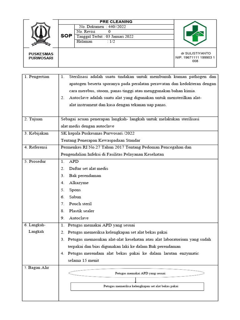Sop Pre Cleaning | PDF | Kesehatan Holistik