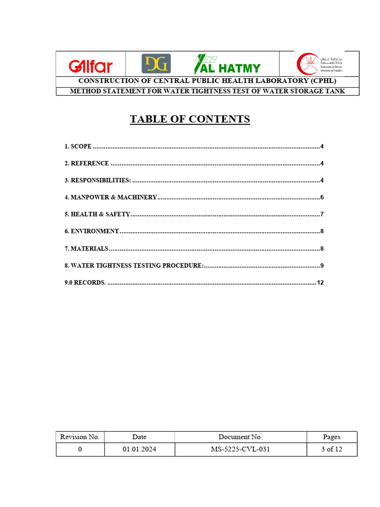 Water Tightness Test Pdf Personal Protective Equipment