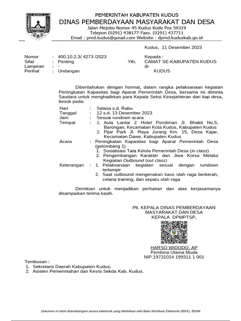 Undangan Peningkatan Kapasitas Aparatur TTE | PDF Undangan Peningkatan Kapasitas Aparatur TTE | PDF
