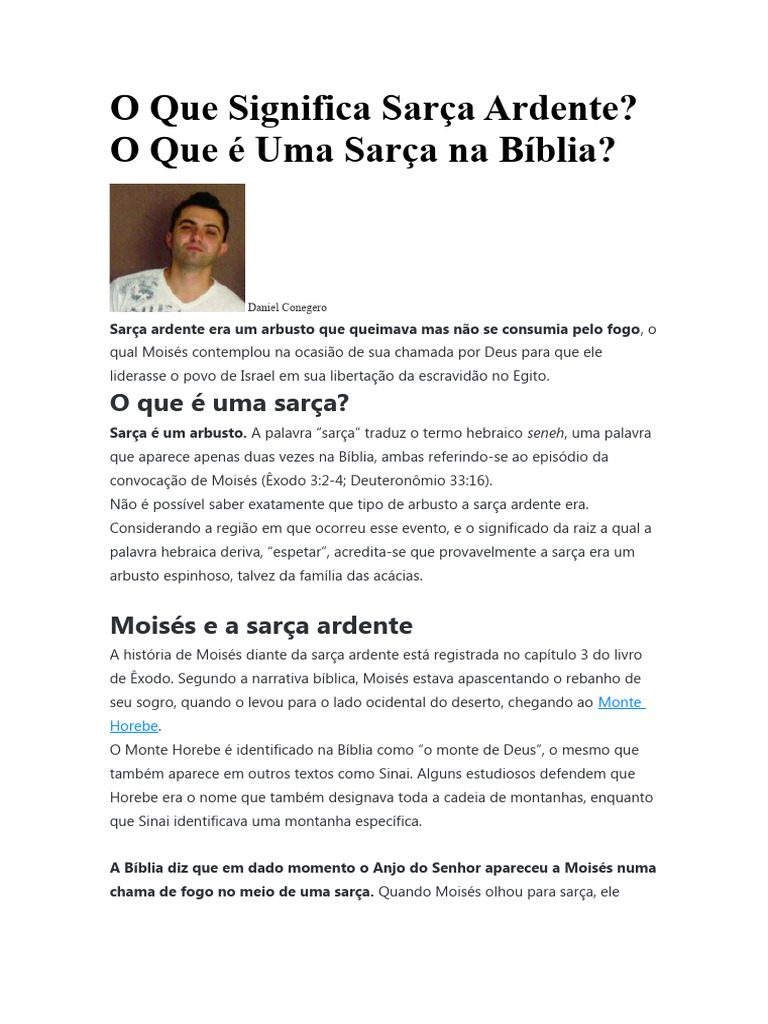 Significado da Sarça Ardente na Bíblia | PDF | Moisés | Livro do Êxodo