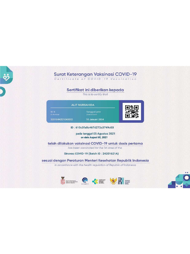 Sertifikat Vaksin | PDF