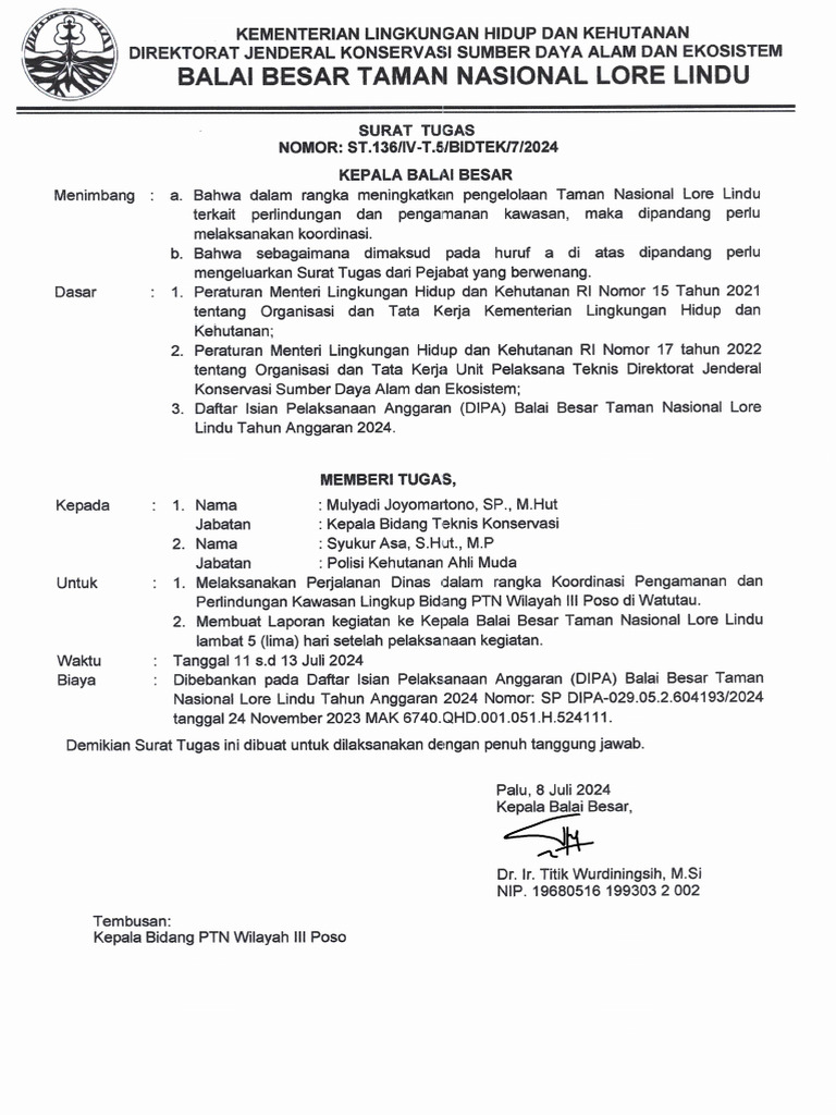 I. Contoh Review TND - Surat Tugas | PDF