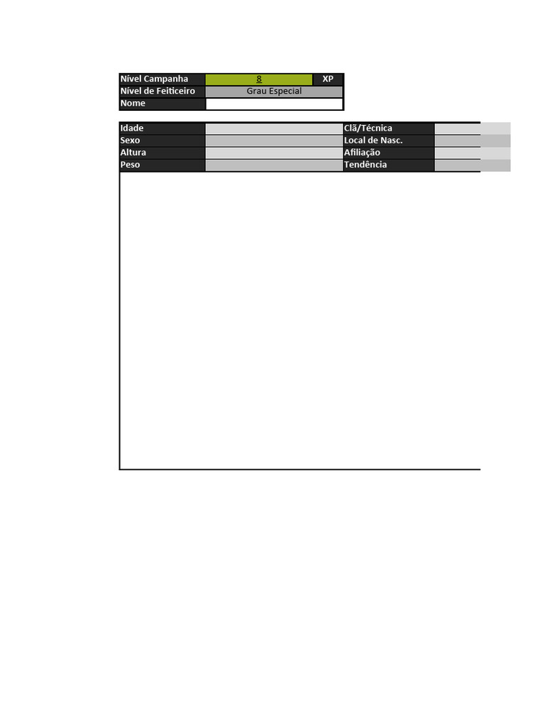 Ficha Base Jujutsu | PDF