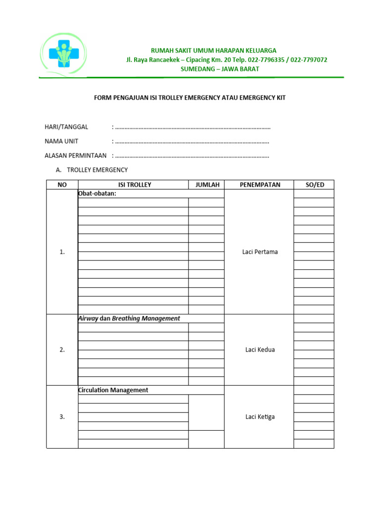 Formulir Pengajuan Trolley Emergency | PDF