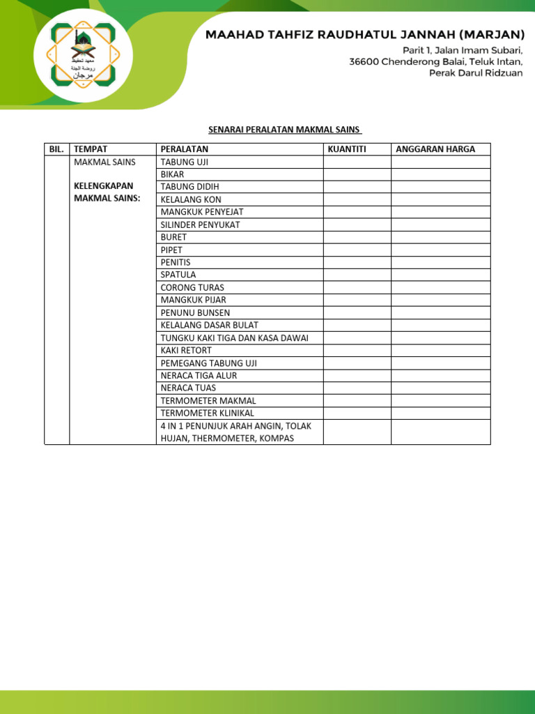 Senarai Peralatan Makmal Sains | PDF