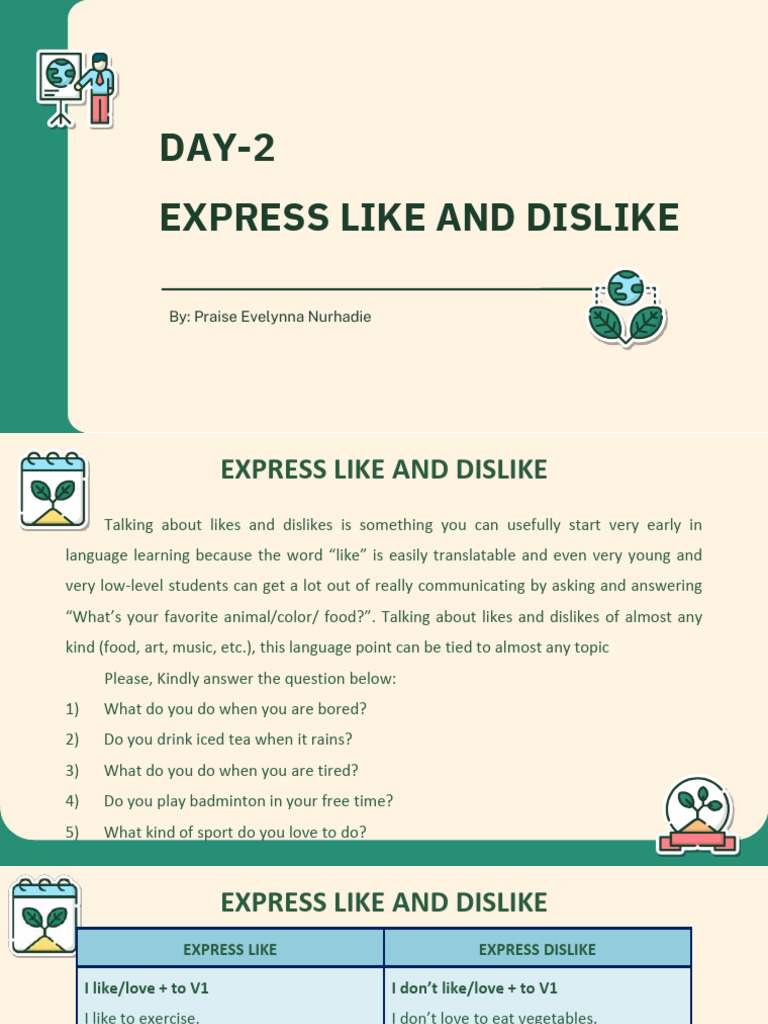 Day-2-Expressing Like and Dislike | PDF | Language Arts & Discipline