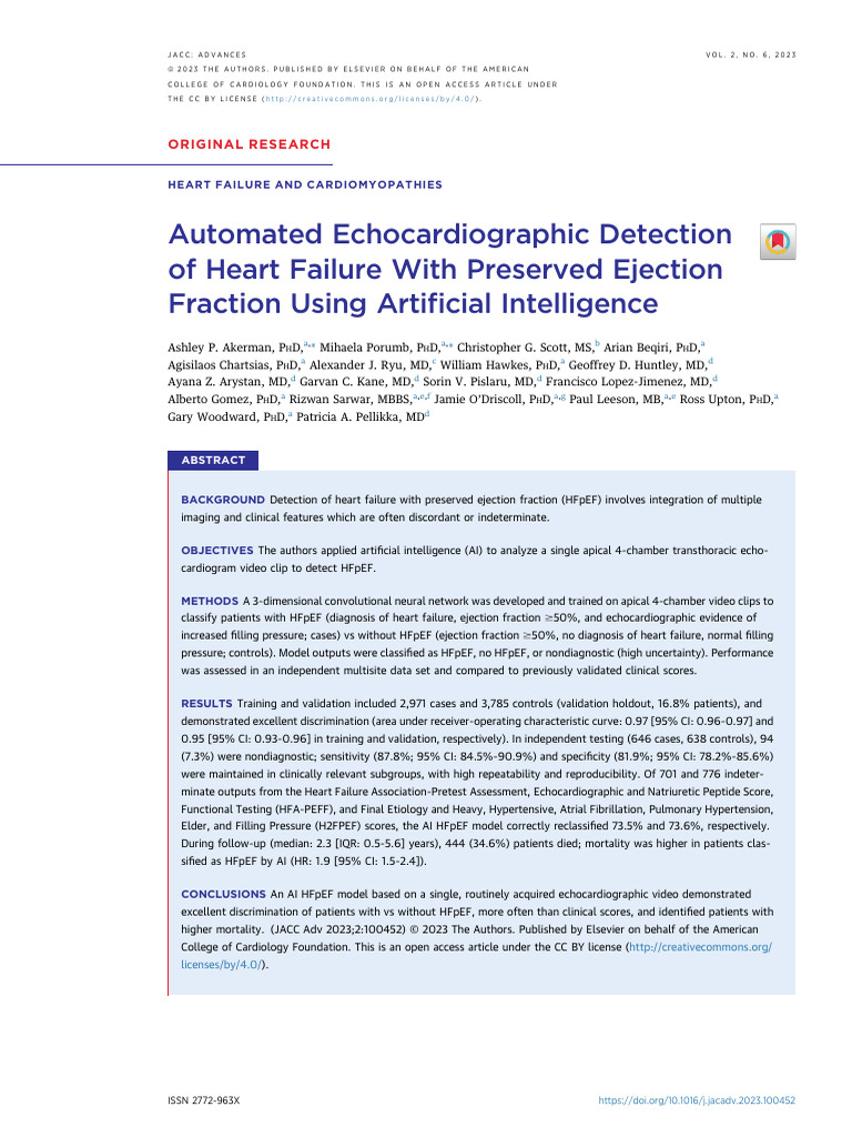 Automated Echocardiographic Detection of Heart Failure With Preserved ...