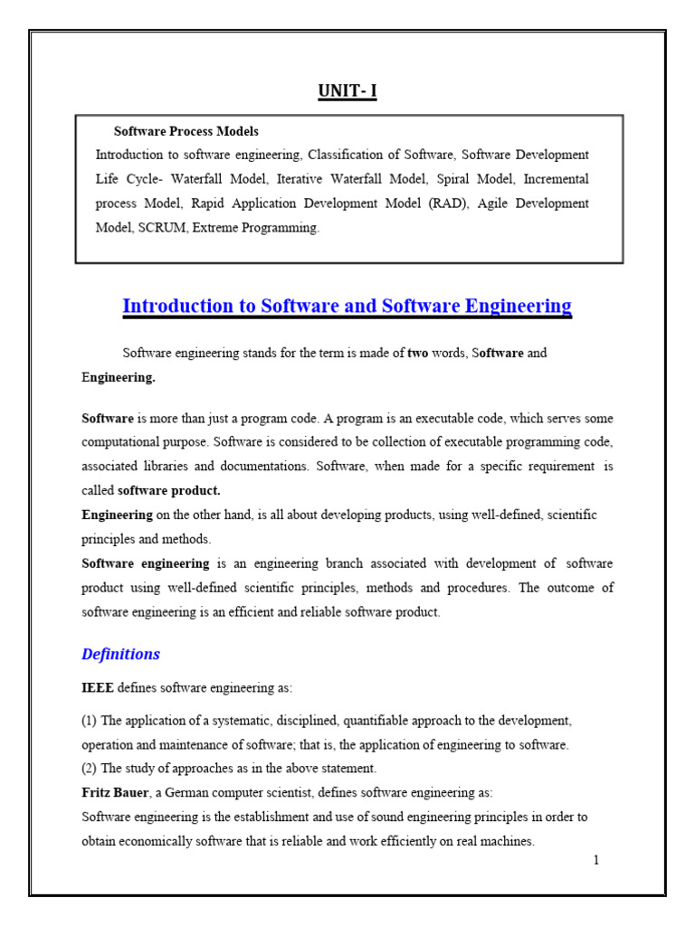 Se - Unit - I | PDF | Software Development Process | Agile Software Development