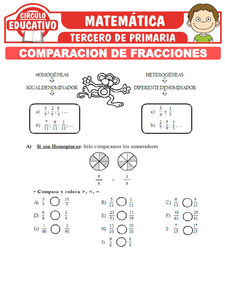 Comparación y Orden de Fracciones | PDF
