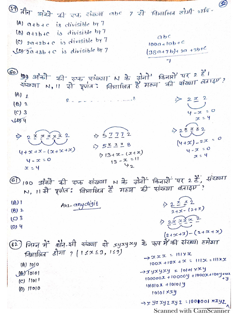 CLASS - 17 (Class Notes Hindi) Number System | PDF