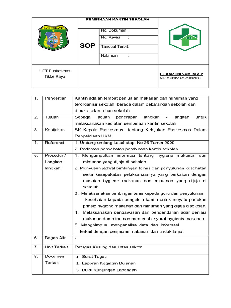 Sop Pembinaan Kantin | PDF