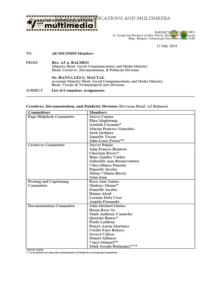 List of Committee Assignment | PDF