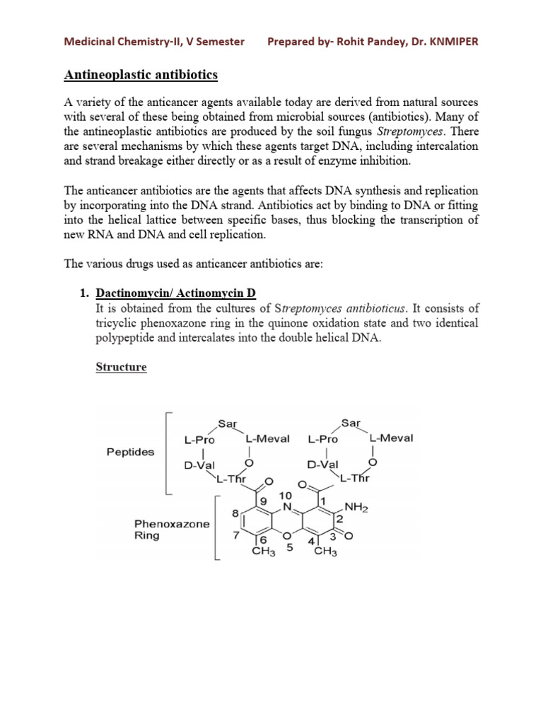 Antineoplastic Antibiotics I Unit | PDF | Chemotherapy | Dna