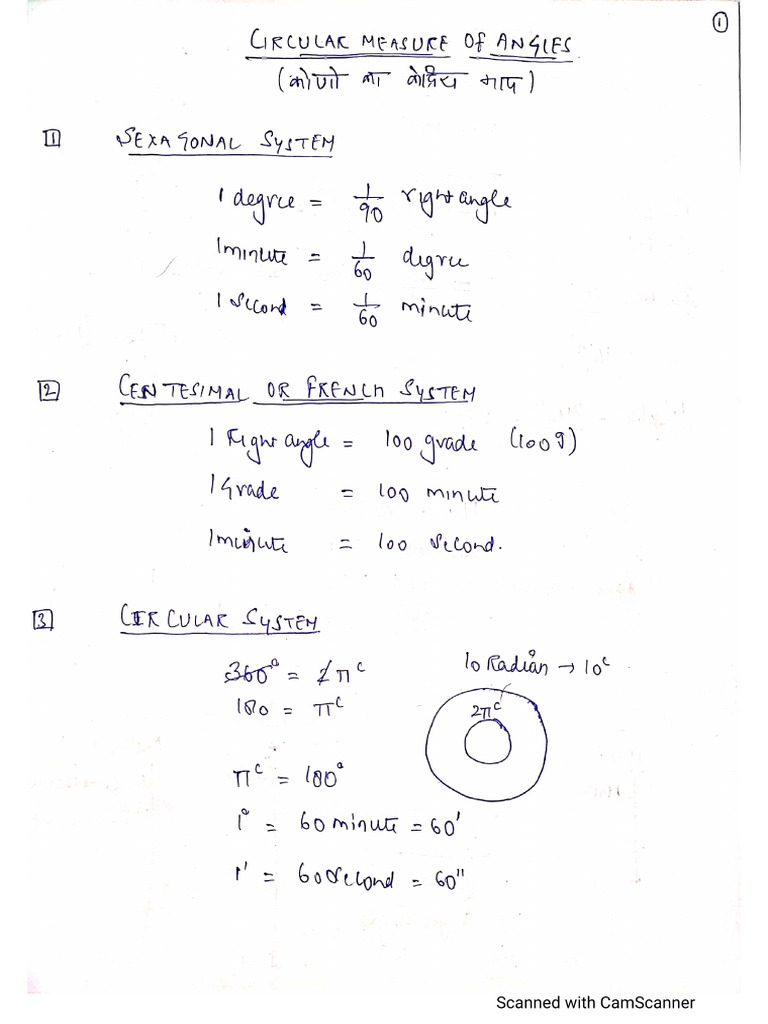 Class - 95 (Class Notes Eng Hindi) Measurement of Angles | PDF