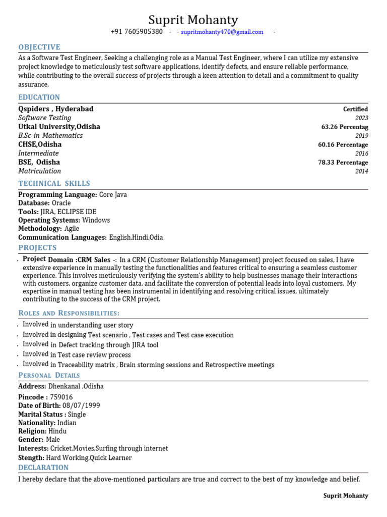 Suprit Mohanty Pdf Customer Relationship Management Software Testing