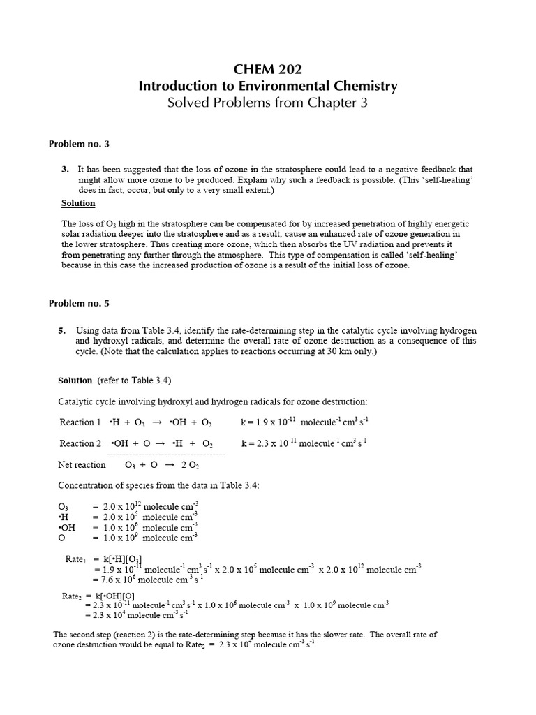 Solved Problems Chapter 3 | PDF | Ozone | Stratosphere