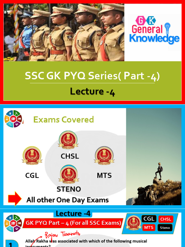Lecture - 4 (SSC GK Pyq Part - 4) | PDF