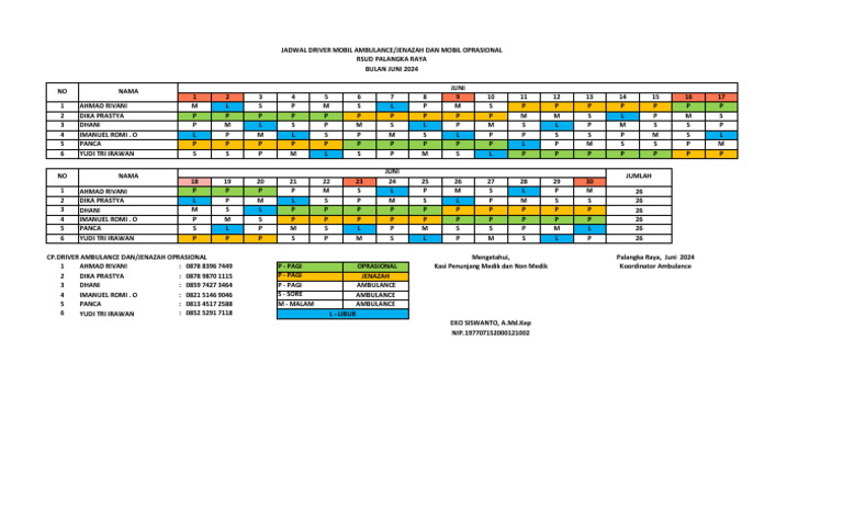 Jadwal Driver Juni 2024 | PDF