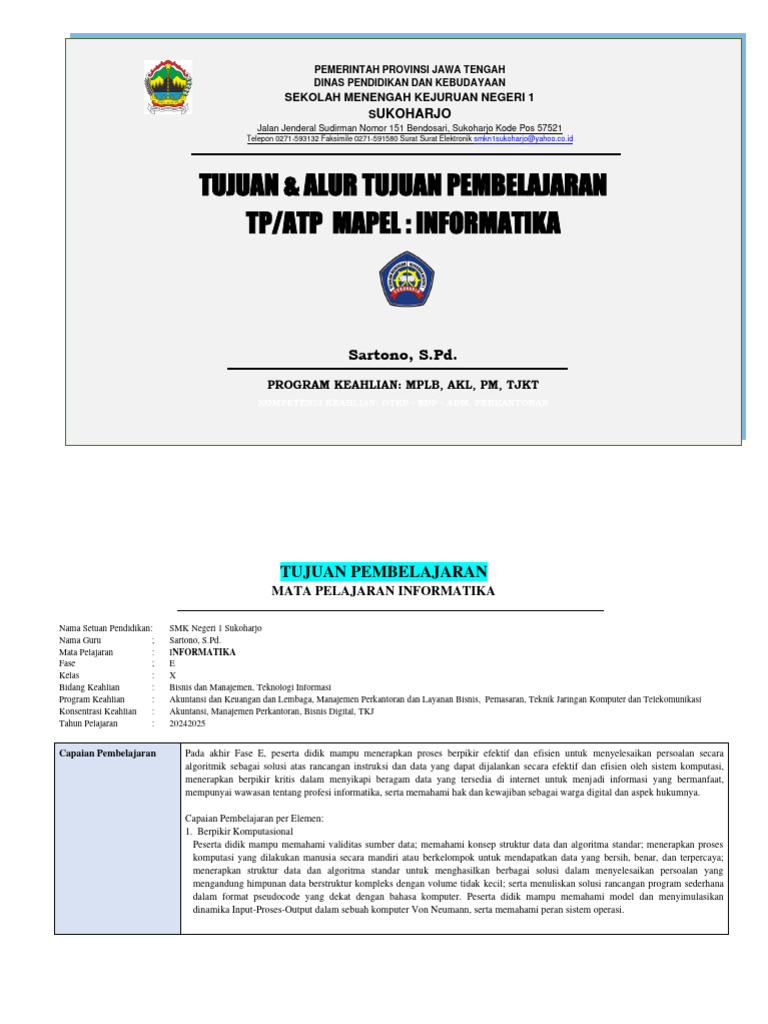 TP DAN ATP Rev Mapel Nformatika 24-25 Tono | PDF | Komputer | Teknologi & Rekayasa