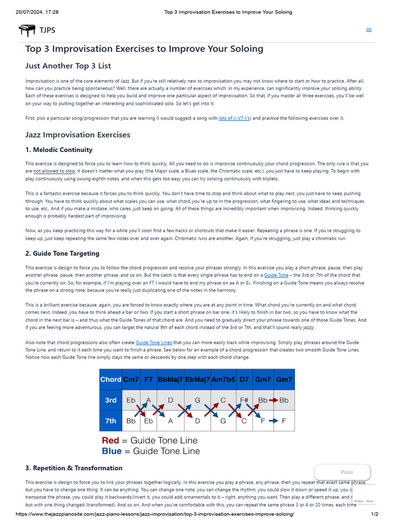 Top 3 Improvisation Exercises to Improve Your Soloing | PDF | Musical Techniques | Musical Forms