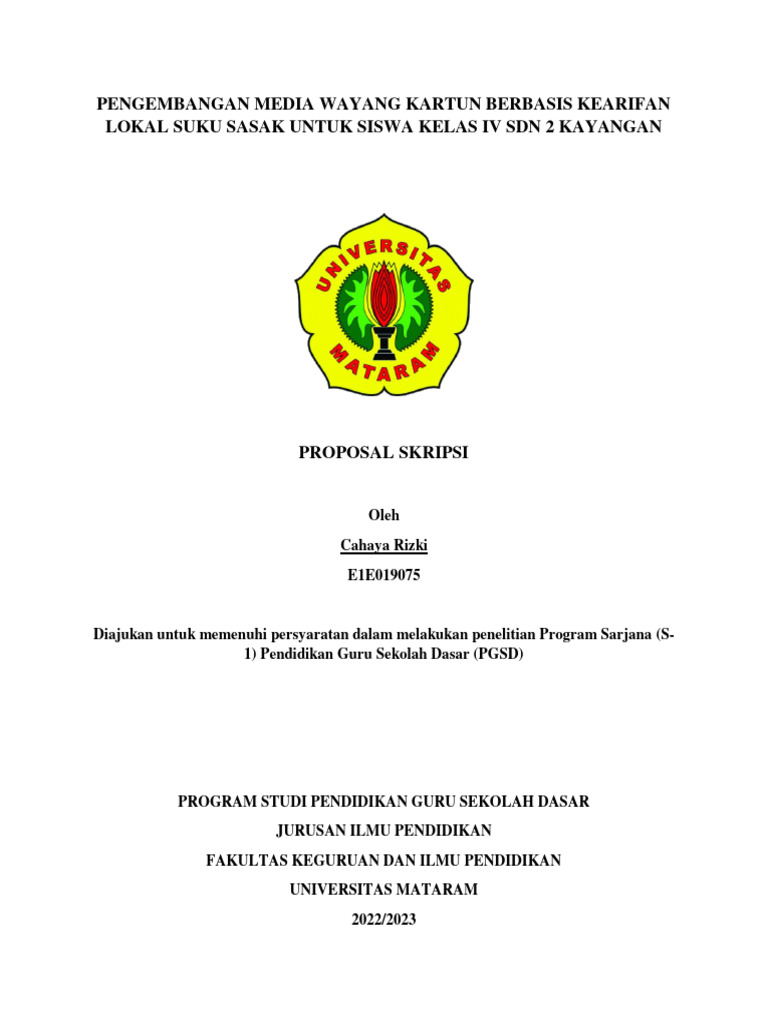 Proposal Skripsi Cahaya Rizki Fix | PDF