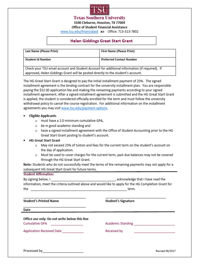 HG Great Start Grant Application Guide | PDF | Fee