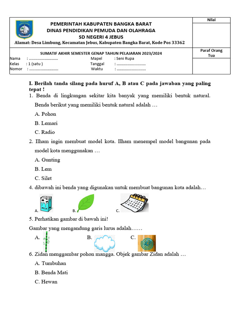 Seni Rupa Uas Sem 2 | PDF