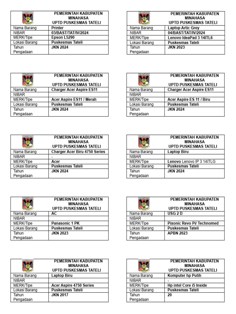 Format Label Barang 2 | PDF