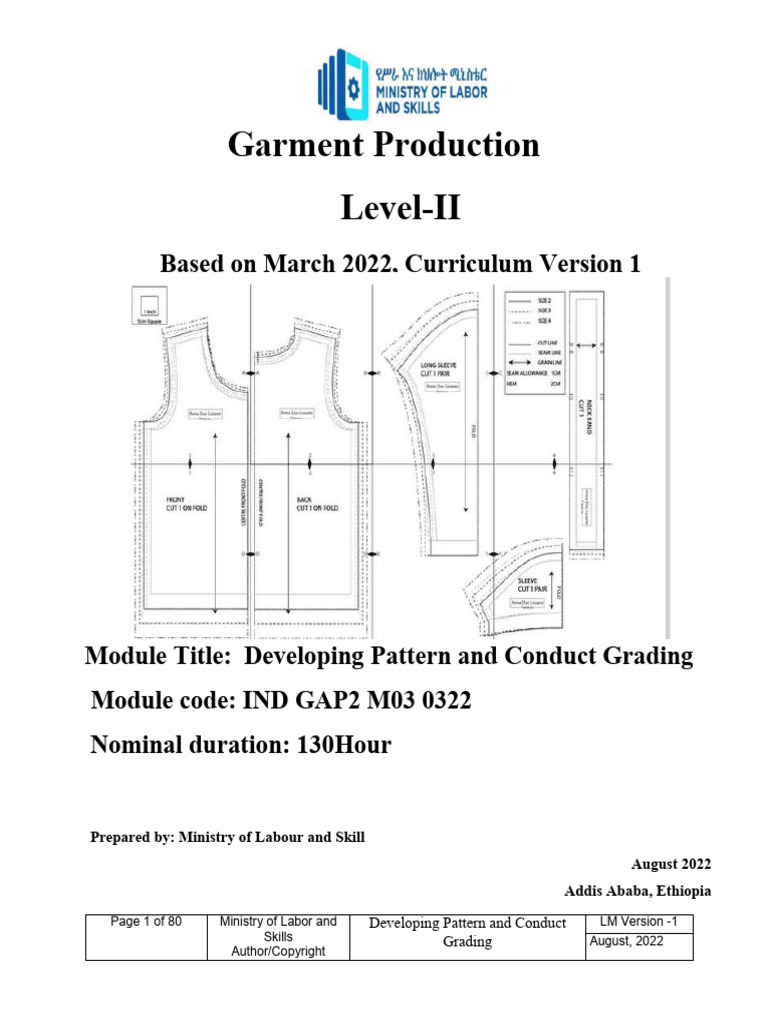 M03-Developing Pattern and Conduct Grading | PDF | Textiles | Yarn