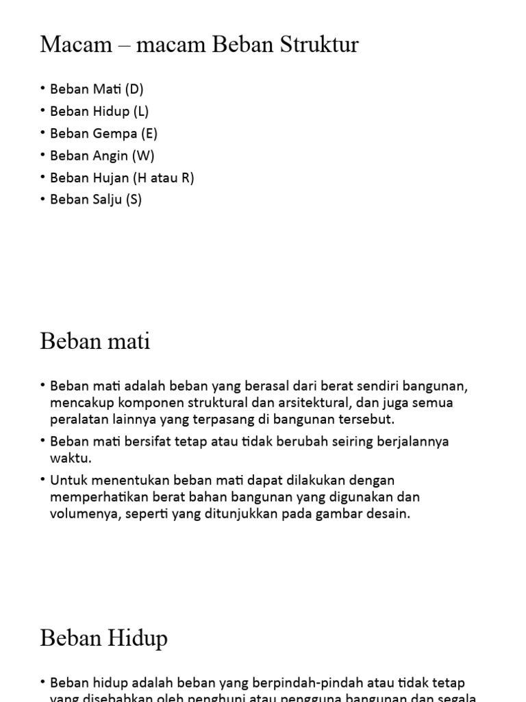 Jenis Beban Struktur dalam Konstruksi | PDF | Sains & Matematika ...