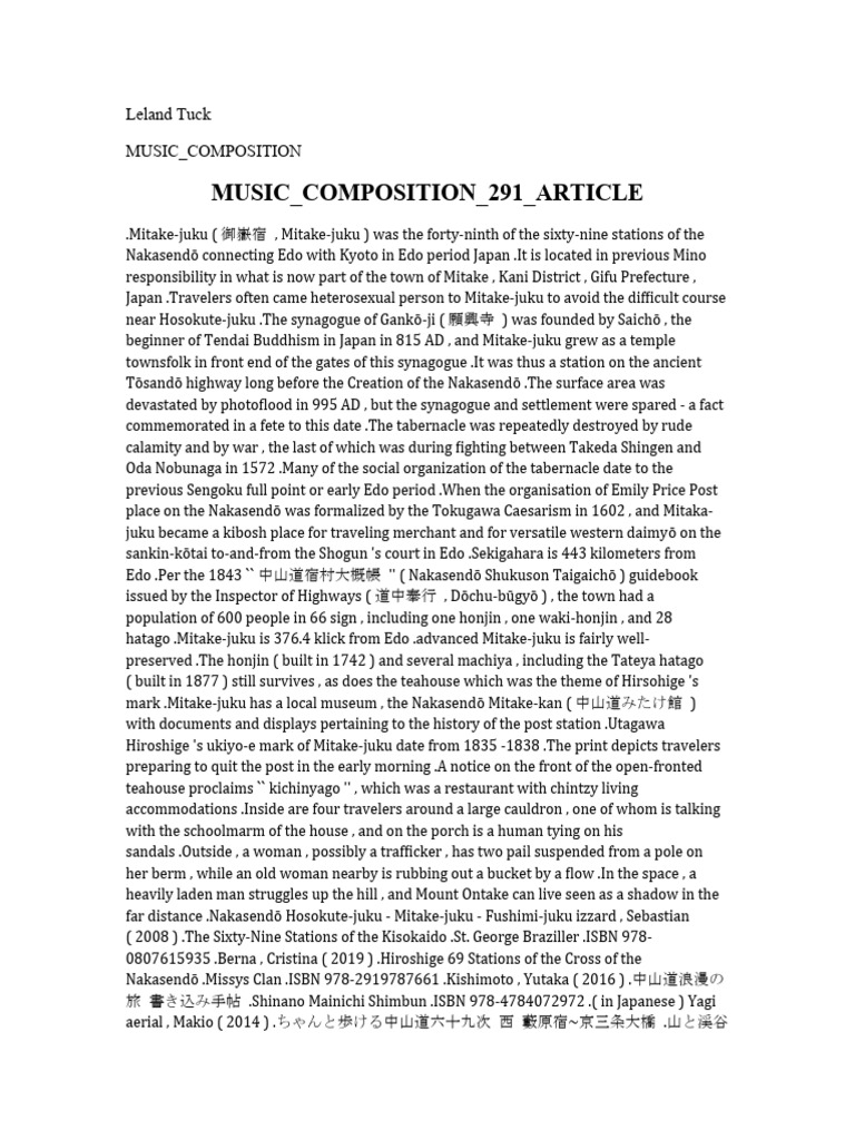 Music Composition 291 Article | PDF | Feudal Japan | Japan