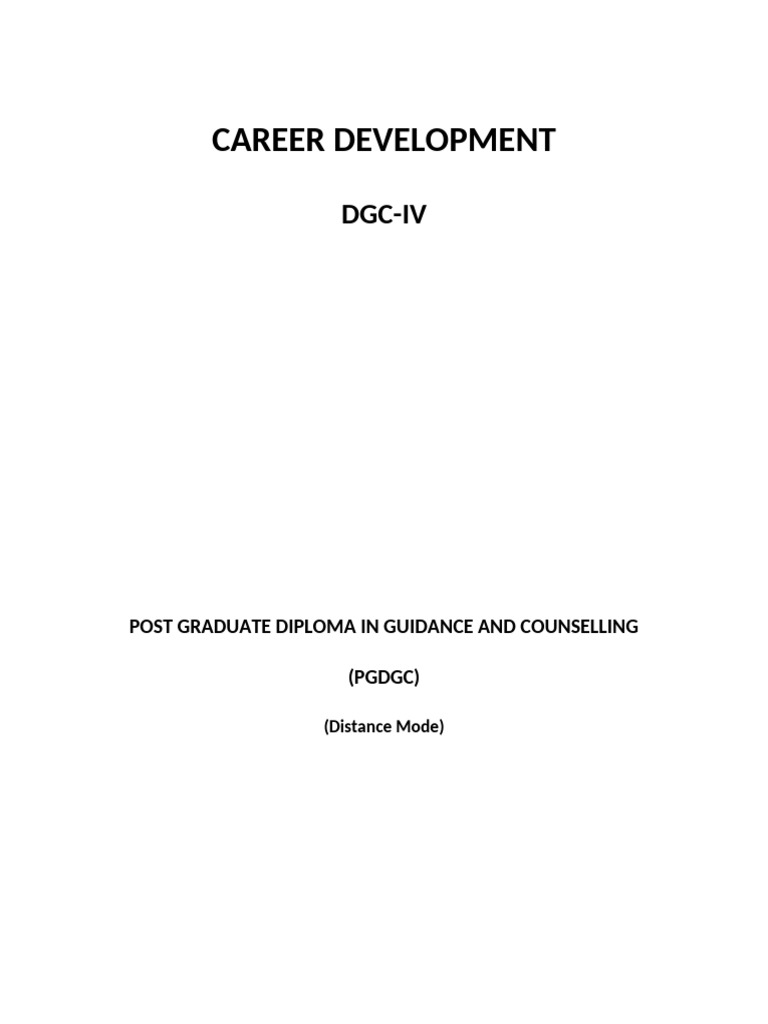 Postgraduate Diploma in Career Guidance | PDF | Identity (Social Science) | Counseling Psychology