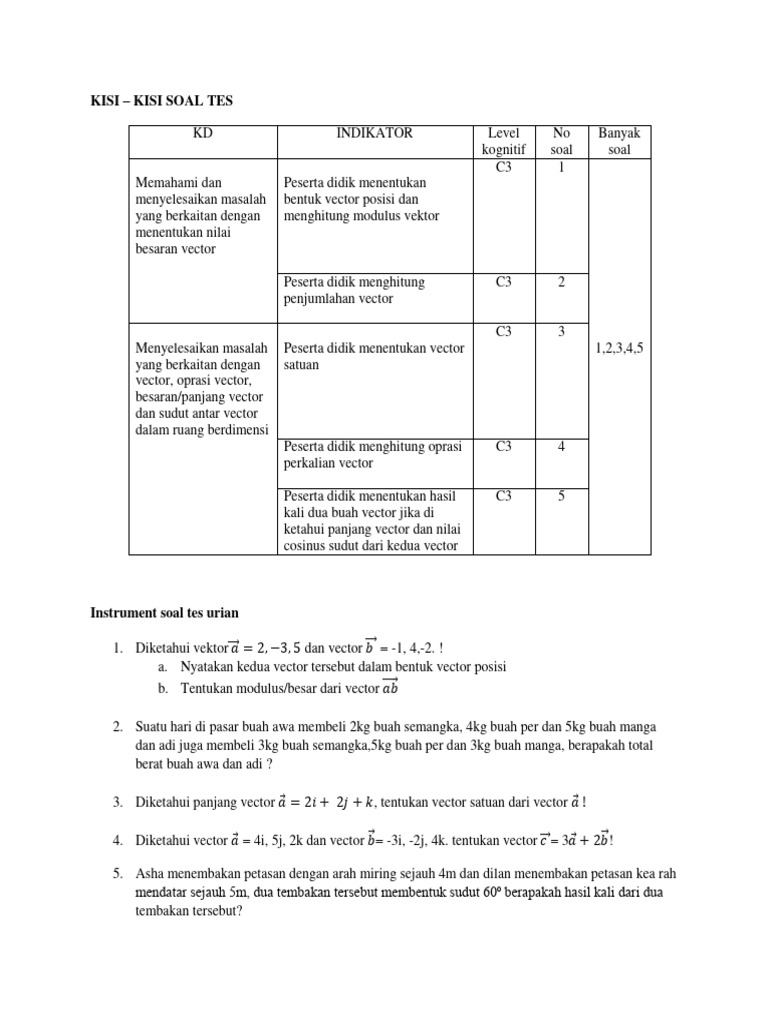Instrumen Soal Tes Dan N Wawancara | PDF