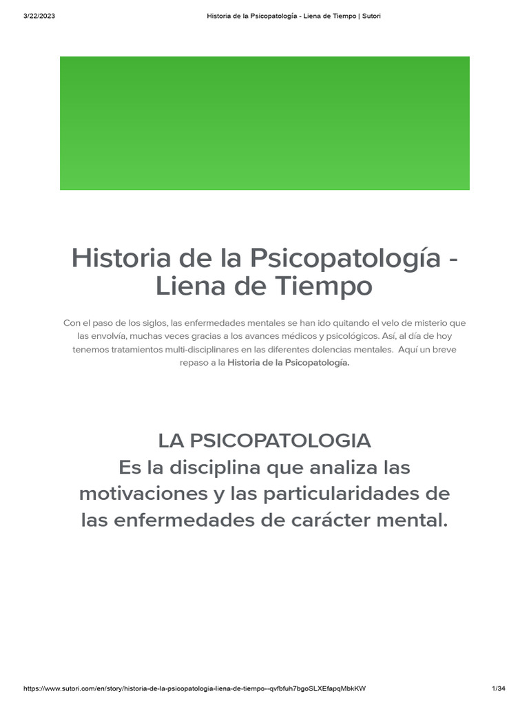 Historia de La Psicopatología - Liena de Tiempo - Sutori | PDF ...