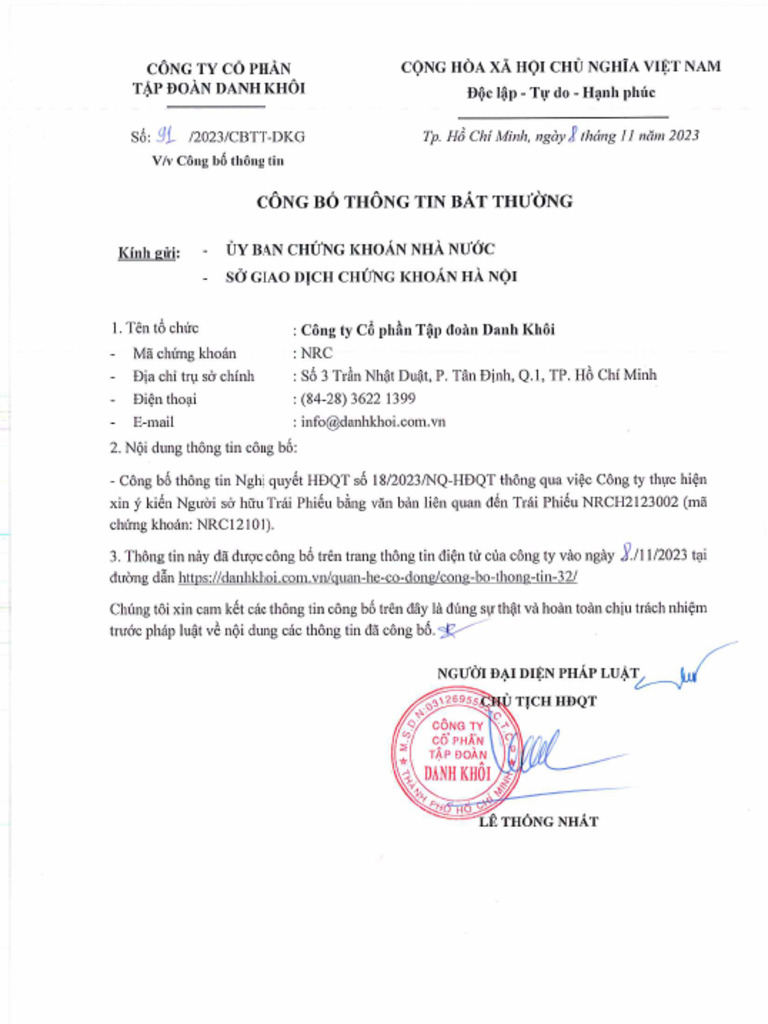 CBTT NQ HDQT So 18 | PDF