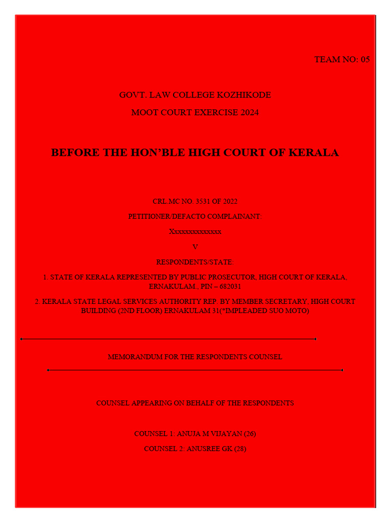 Respondent Memorial | PDF | Crime & Violence | Crimes