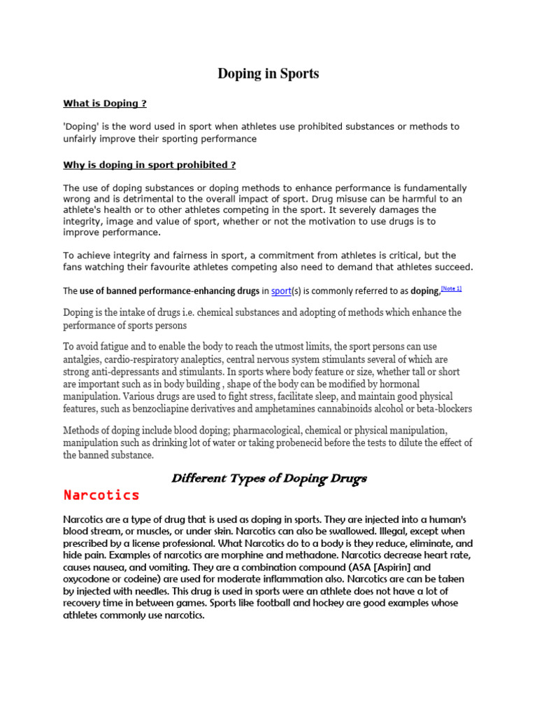 Doping in Sports | PDF | Doping In Sport | Narcotic