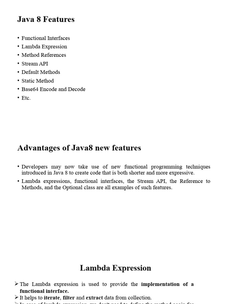 Java 8 Features | PDF | Anonymous Function | Method (Computer Programming)