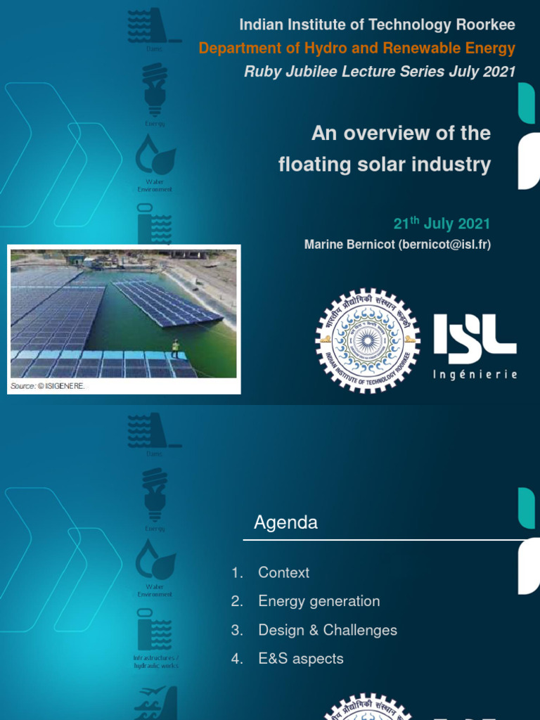 Floating Solar PPT IIT Rorkee | PDF | Photovoltaics | Dam