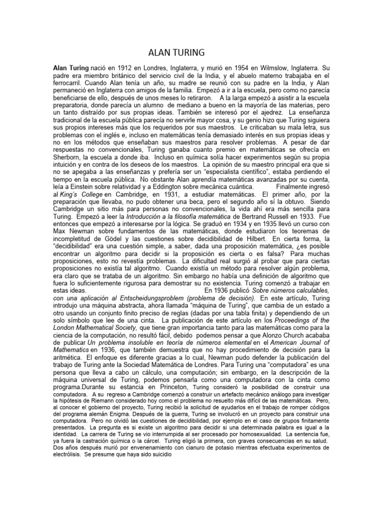 Alan Turing | PDF | Alan Turing | Matemáticas